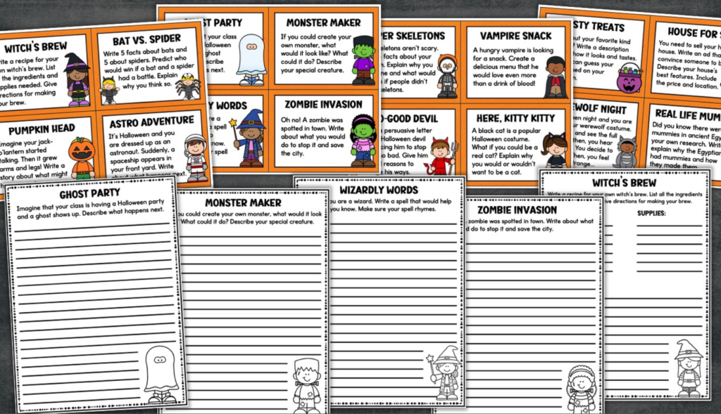 Halloween Writing Prompts & Paper Narrative Descriptive Persuasive ...