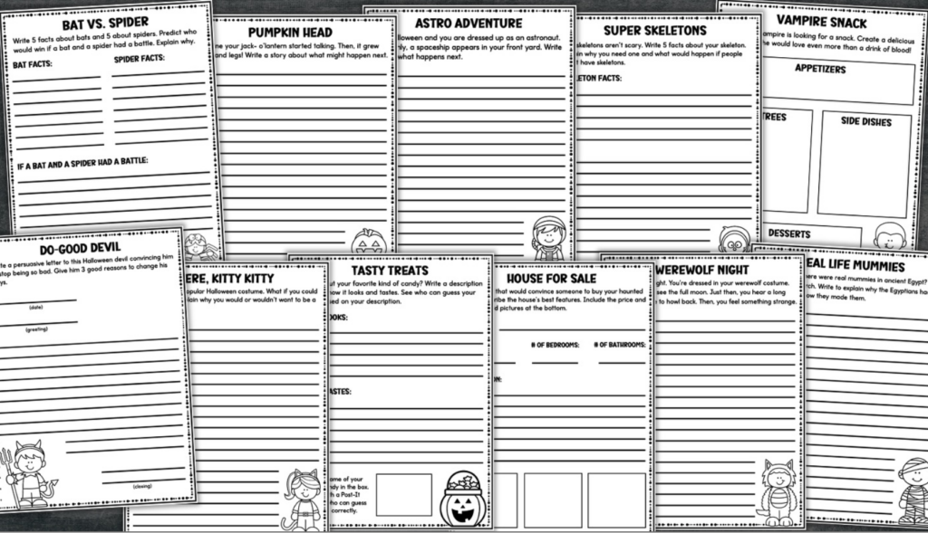 Halloween Writing Prompts & Paper Narrative Descriptive Persuasive ...