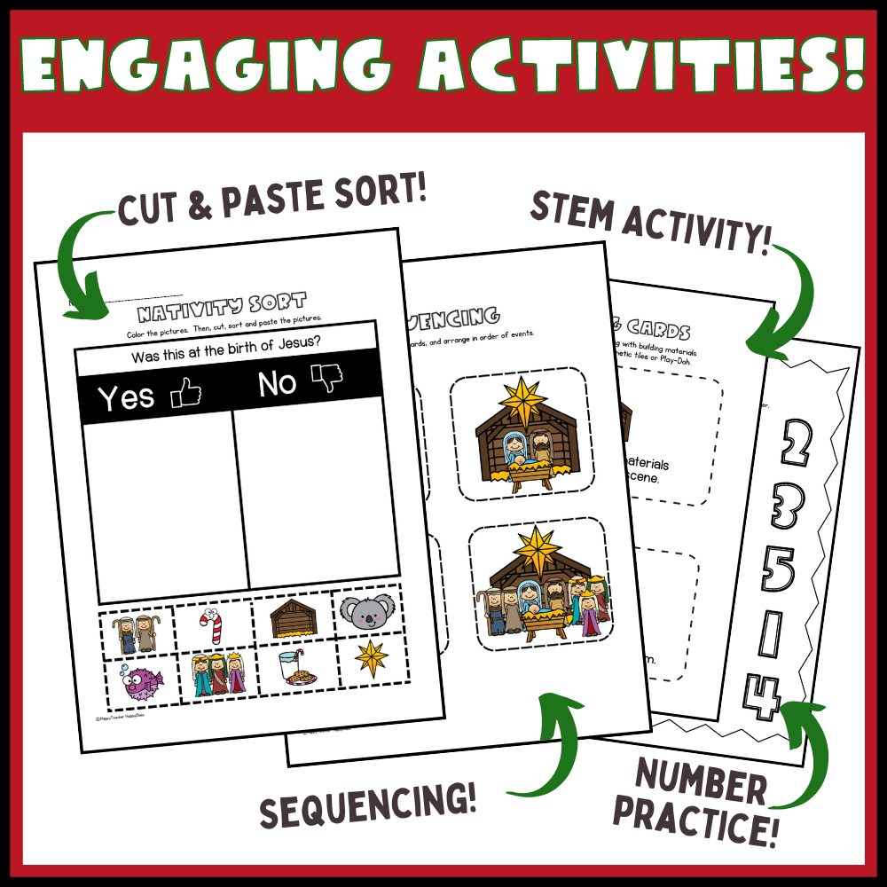 Christmas Nativity No Prep Preschool Activity Pack: Religious ...