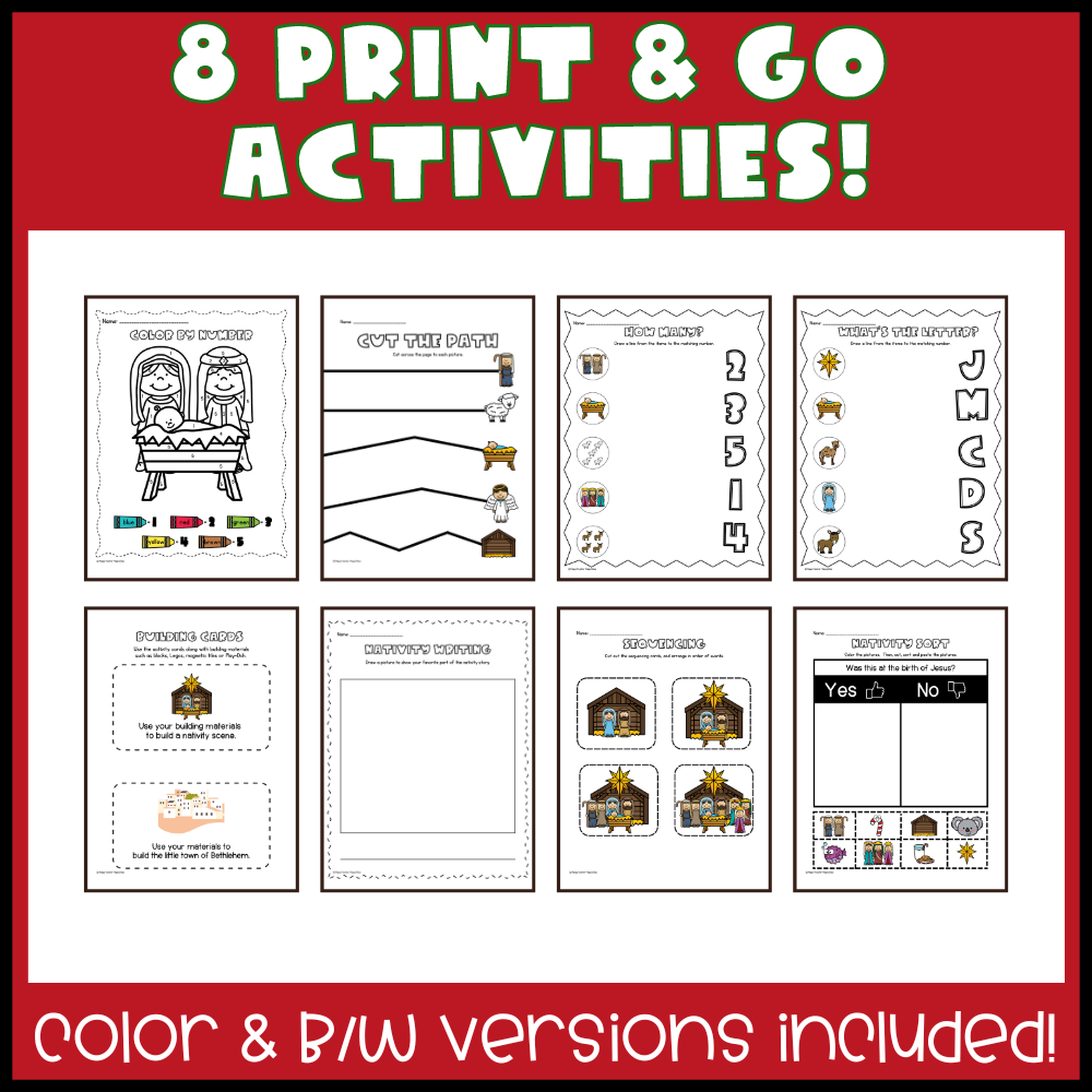 Christmas Nativity No Prep Preschool Activity Pack: Religious ...