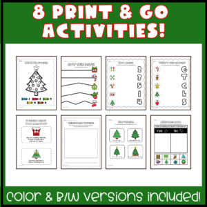 Christmas No Prep Preschool Activity Pack: Print and Go Worksheets ...