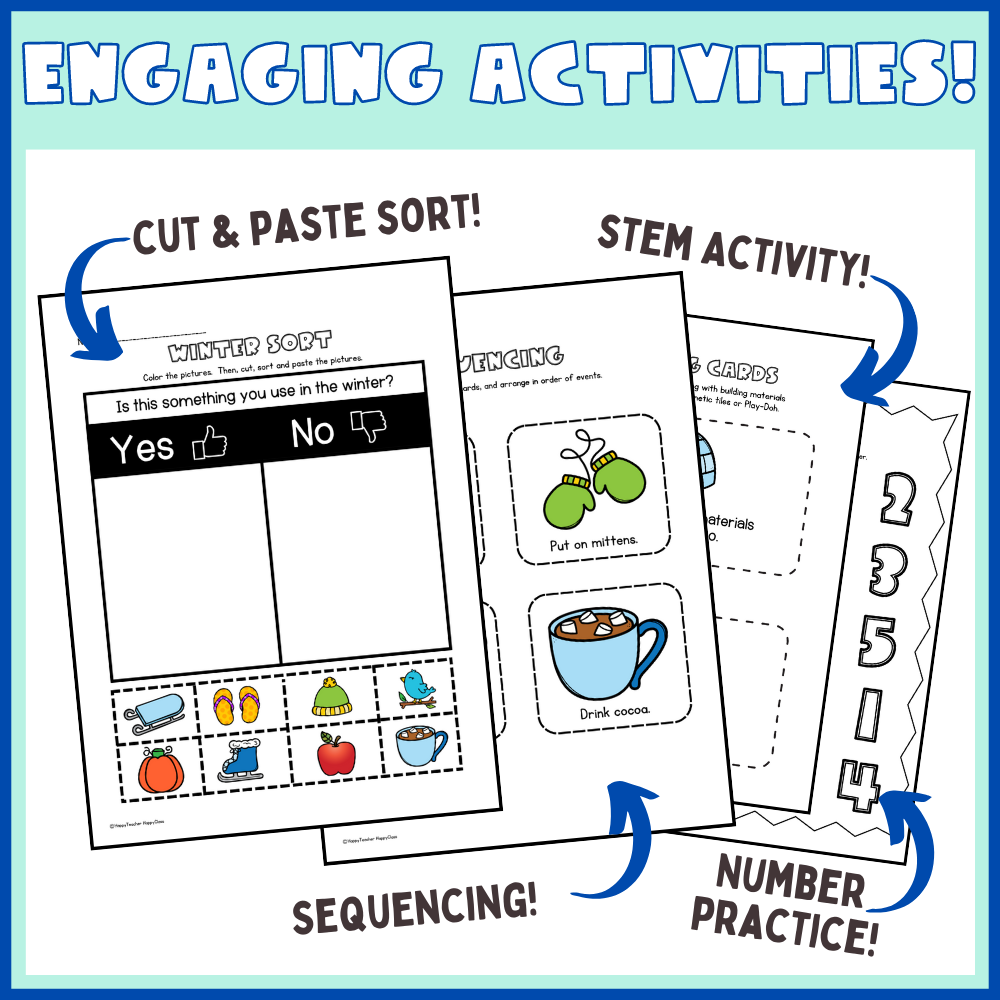 Winter No Prep Preschool Activity Pack: Print and Go Worksheets | Made ...