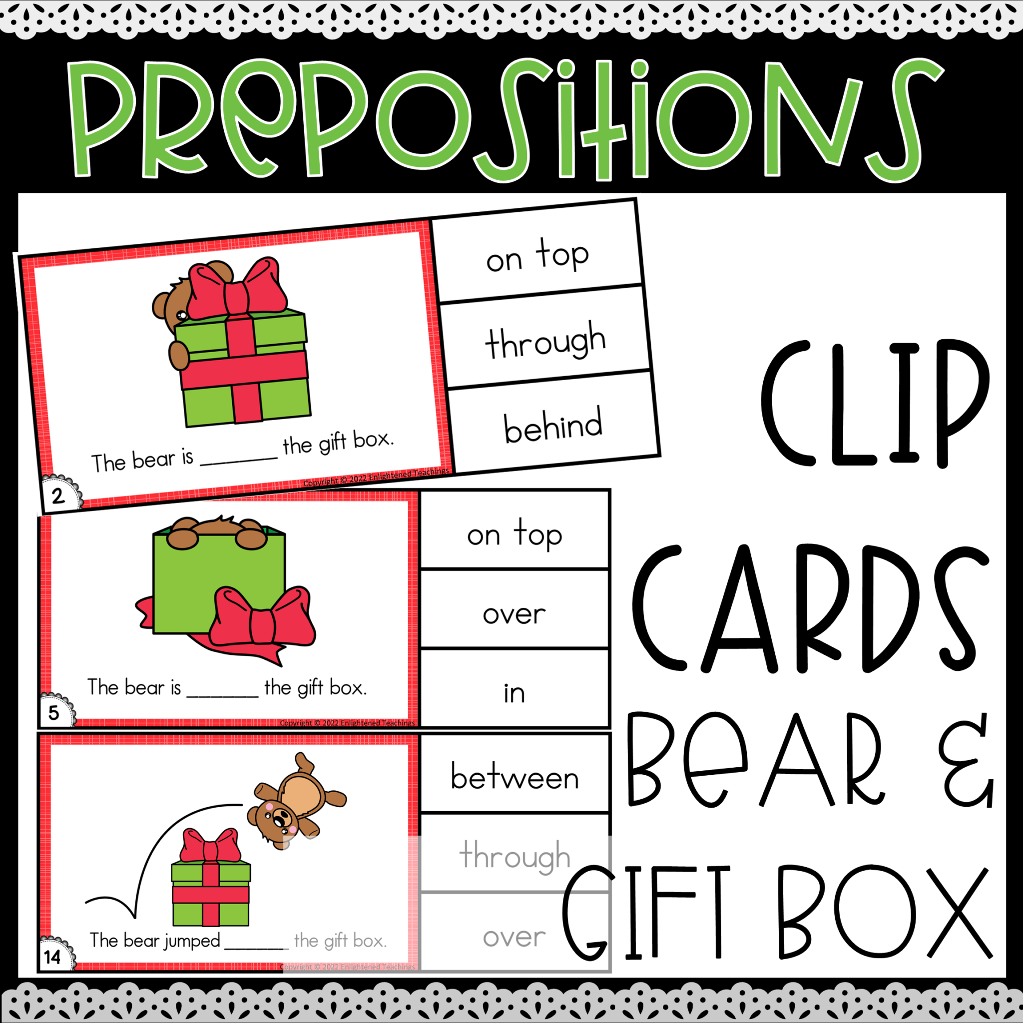 Teddy Bear Preposition Clip Cards Task Cards Positional Words - Made By ...
