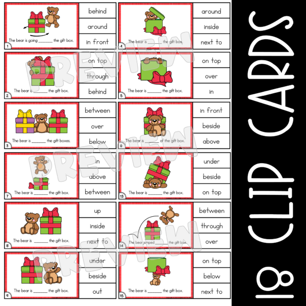 Teddy Bear Preposition Clip Cards Task Cards Positional Words - Made By ...
