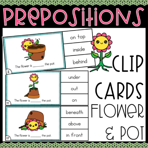 Spring Preposition Clip Cards Task Cards Positional Words Flower Theme ...