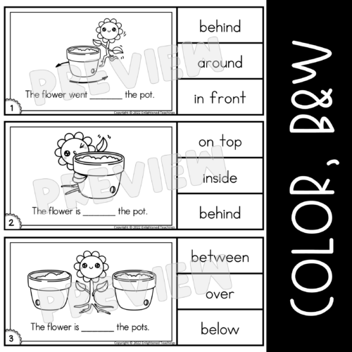 Spring Preposition Clip Cards Task Cards Positional Words Flower Theme ...