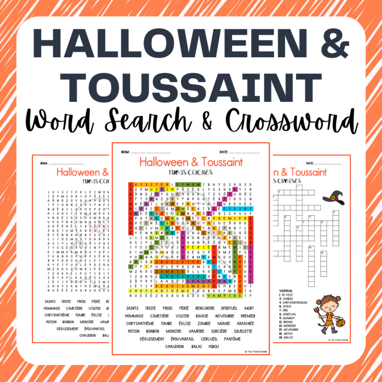 FRENCH Halloween, Toussaint & L'automne Word Search & Crossword BUNDLE ...