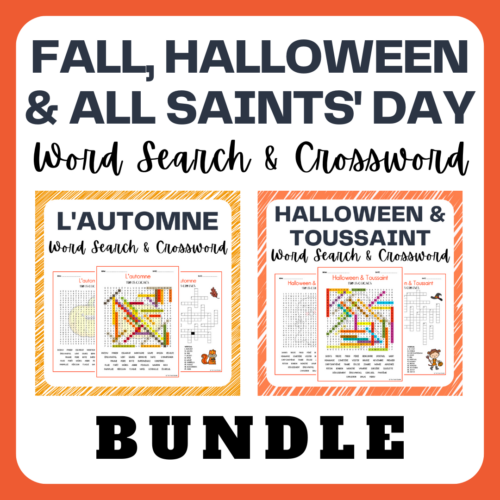 FRENCH Halloween, Toussaint & L'automne Word Search & Crossword BUNDLE ...