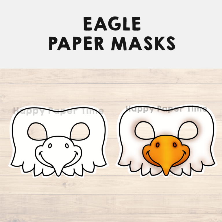 Eagle Paper Masks Printable American Animal Coloring Craft Activity ...