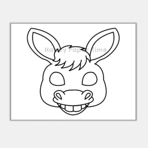 Donkey Paper Mask Printable Farm Animal Coloring Craft Activity Costume ...