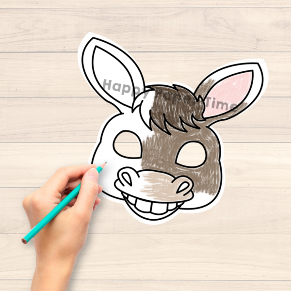 Donkey Paper Masks Printable Farm Animal Coloring Craft Activity ...