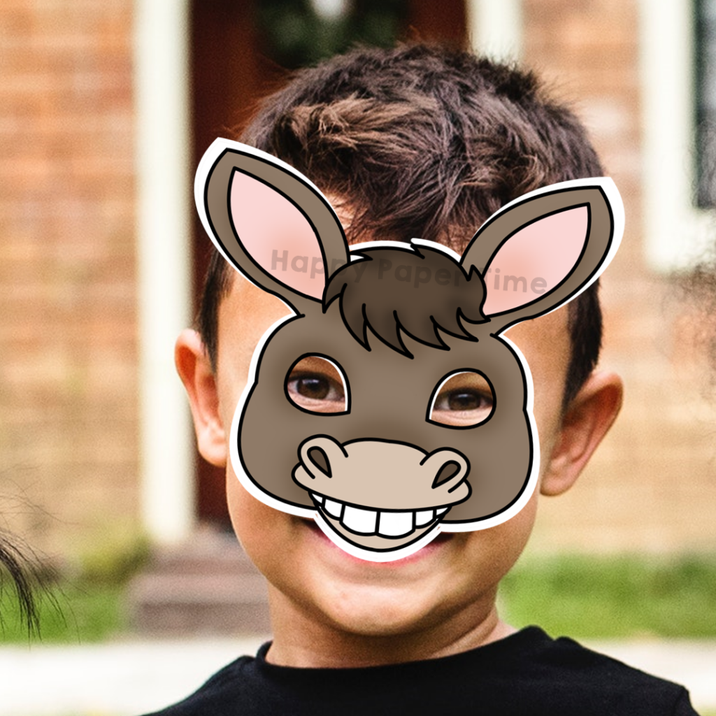 Donkey Paper Masks Printable Farm Animal Coloring Craft Activity ...