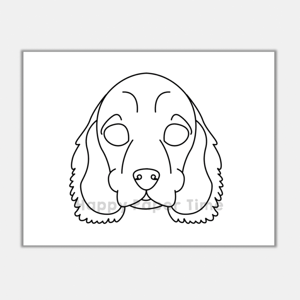Cocker Spaniel Paper Mask Printable Dog Animal Coloring Craft Activity ...