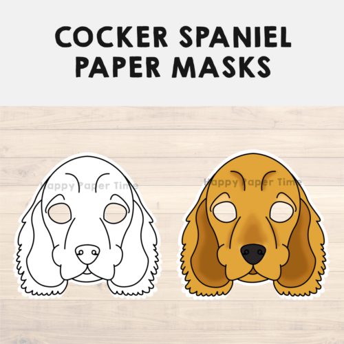 Cocker Spaniel Paper Masks Printable Dog Animal Coloring Craft Activity ...