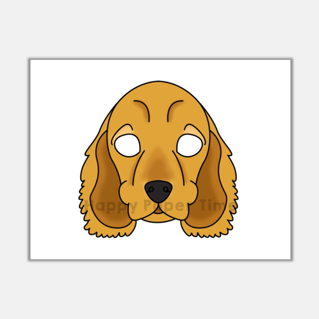 Cocker Spaniel Paper Masks Printable Dog Animal Coloring Craft Activity ...