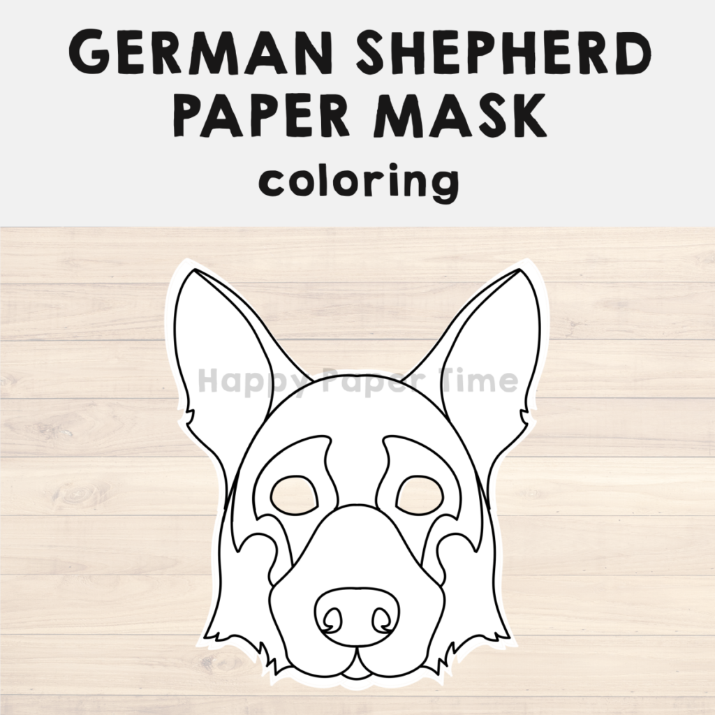 German Shepherd Paper Masks Printable Dog Animal Coloring Craft ...
