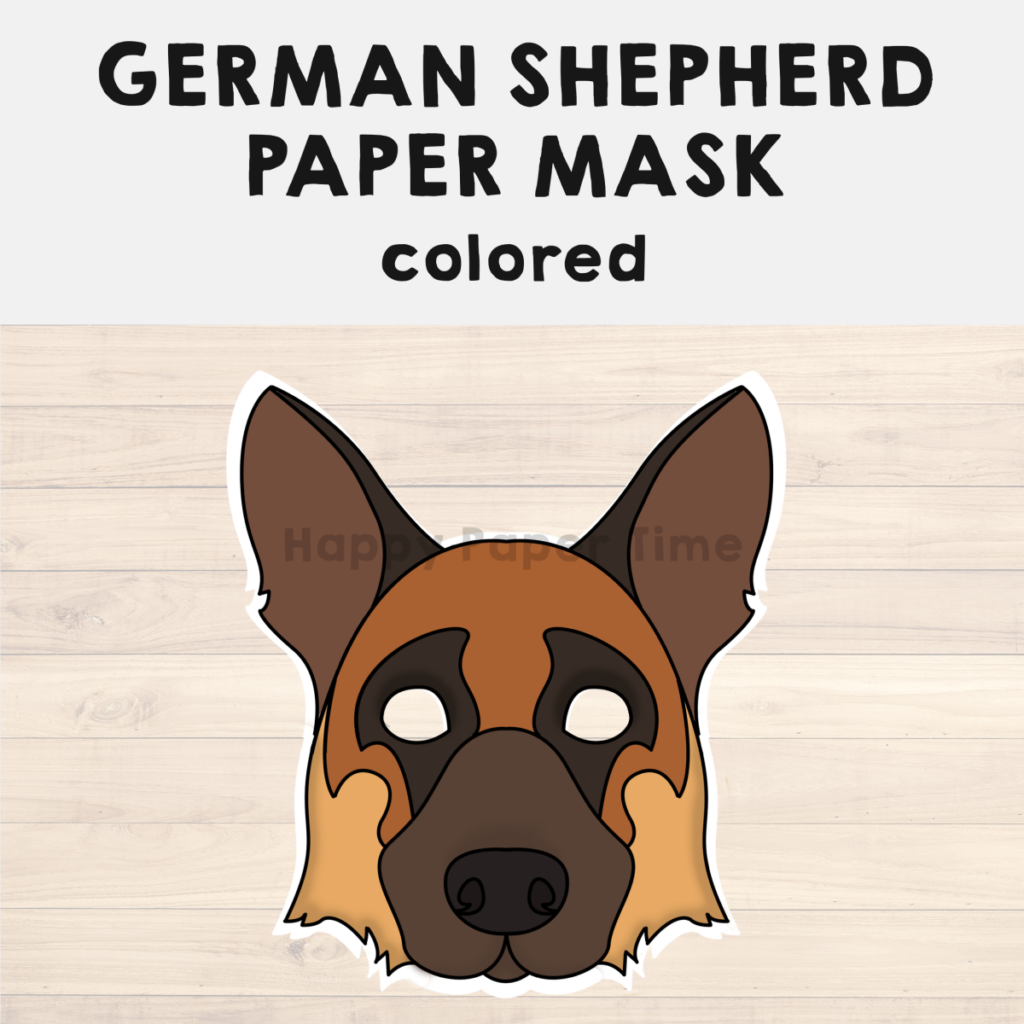 German Shepherd Paper Mask Printable Dog Animal Costume Craft Activity ...