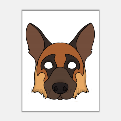 German Shepherd Paper Mask Printable Dog Animal Costume Craft Activity ...