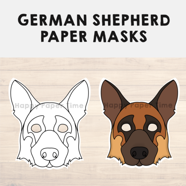 German Shepherd Paper Masks Printable Dog Animal Coloring Craft ...