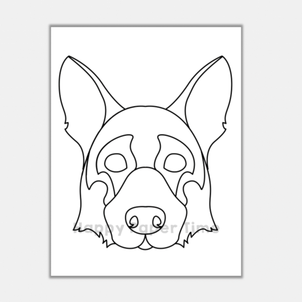 German Shepherd Paper Masks Printable Dog Animal Coloring Craft ...