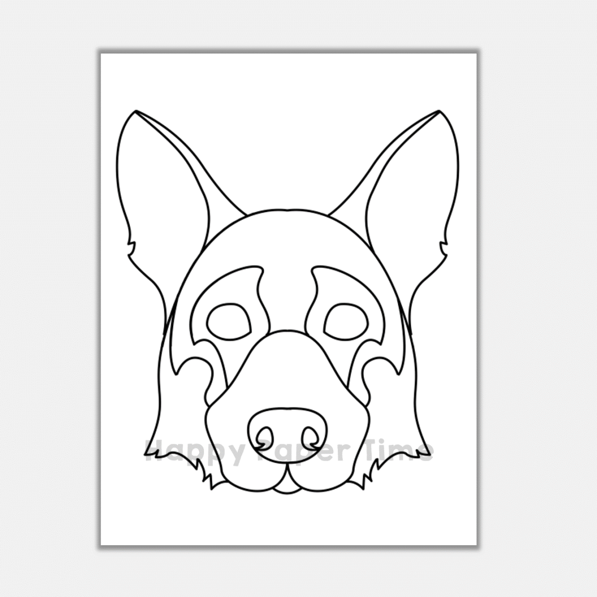 German Shepherd Paper Masks Printable Dog Animal Coloring Craft ...