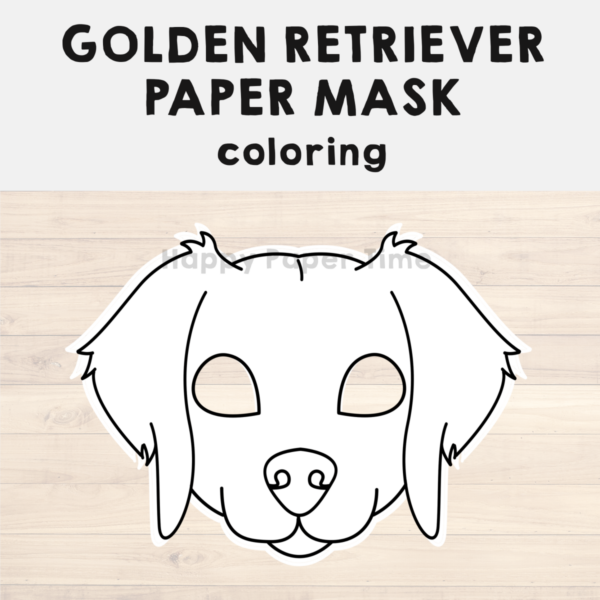 Golden Retriever Paper Mask Printable Dog Animal Coloring Craft ...