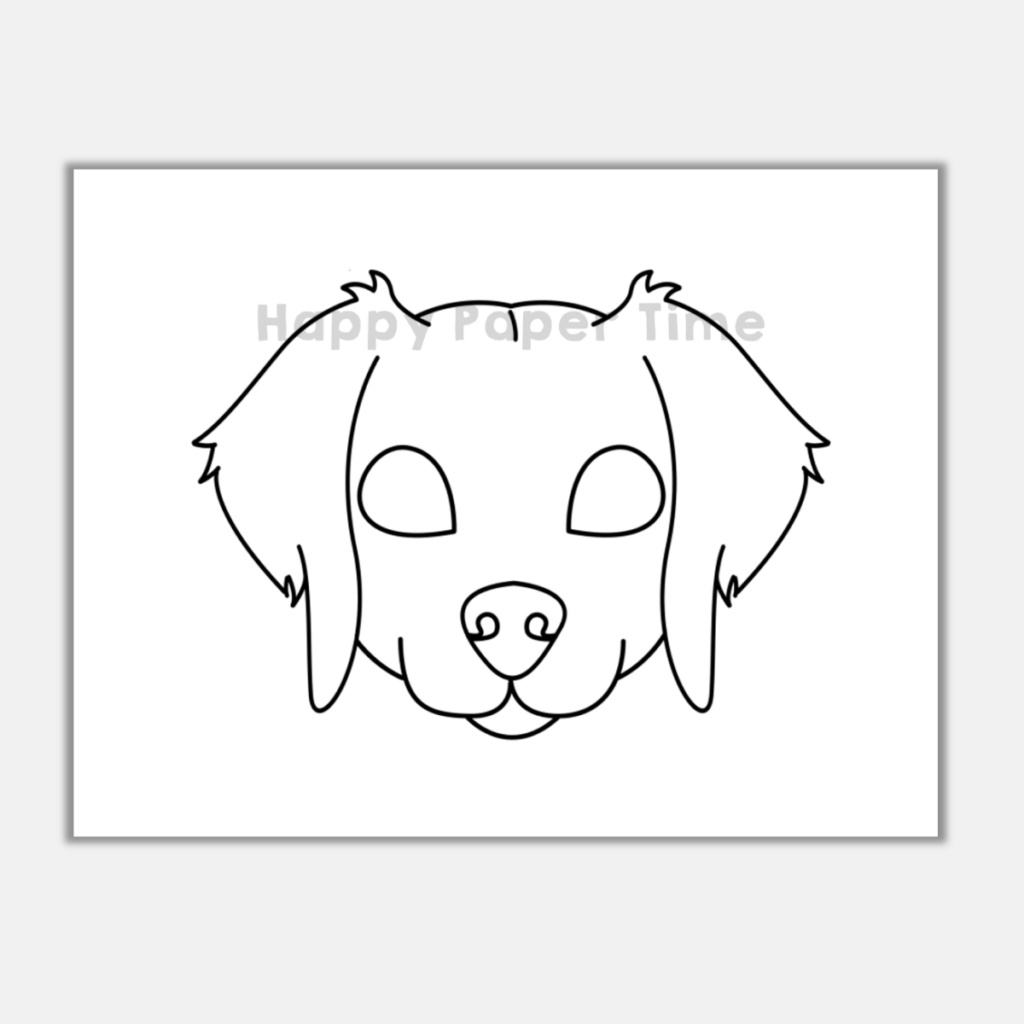 Golden Retriever Paper Mask Printable Dog Animal Coloring Craft ...