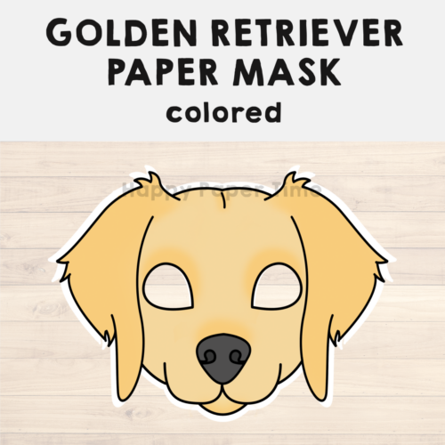 Golden Retriever Paper Mask Printable Dog Animal Coloring Craft ...