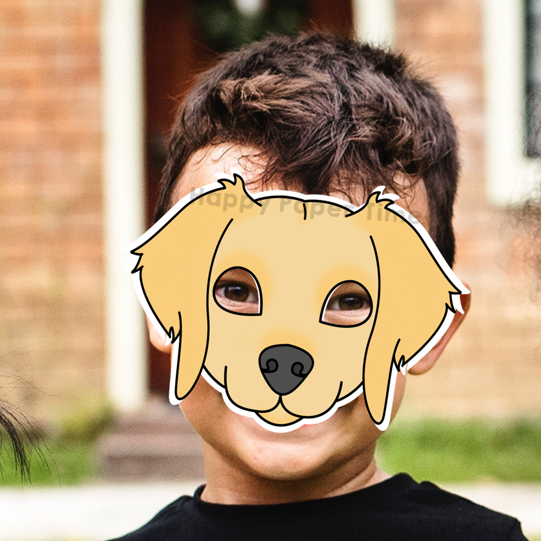 Golden Retriever Paper Mask Printable Dog Animal Costume Craft Activity ...