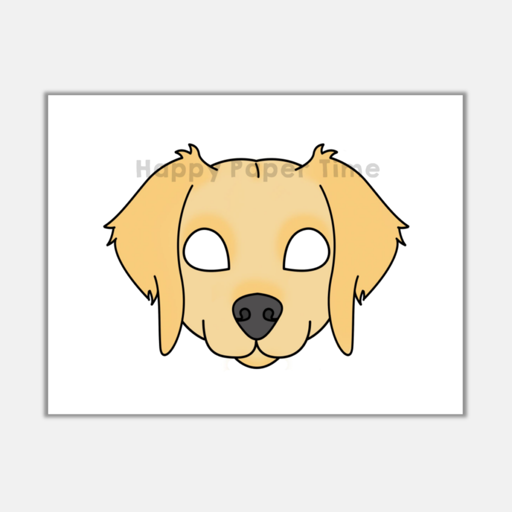 Golden Retriever Paper Mask Printable Dog Animal Coloring Craft ...