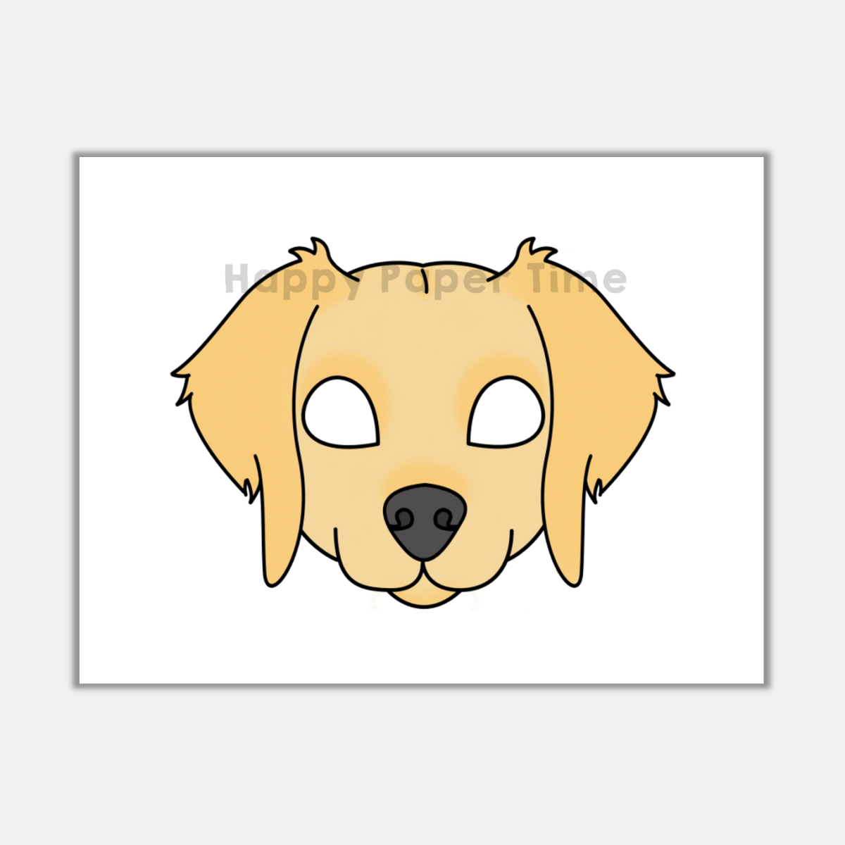 Golden Retriever Paper Mask Printable Dog Animal Coloring Craft ...