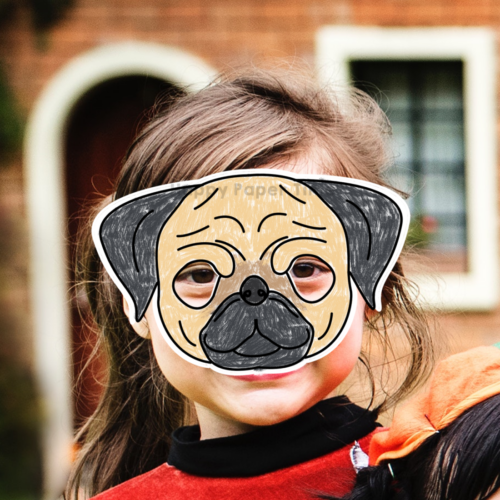 Pug Paper Mask Printable Dog Animal Coloring Craft Activity Costume for ...