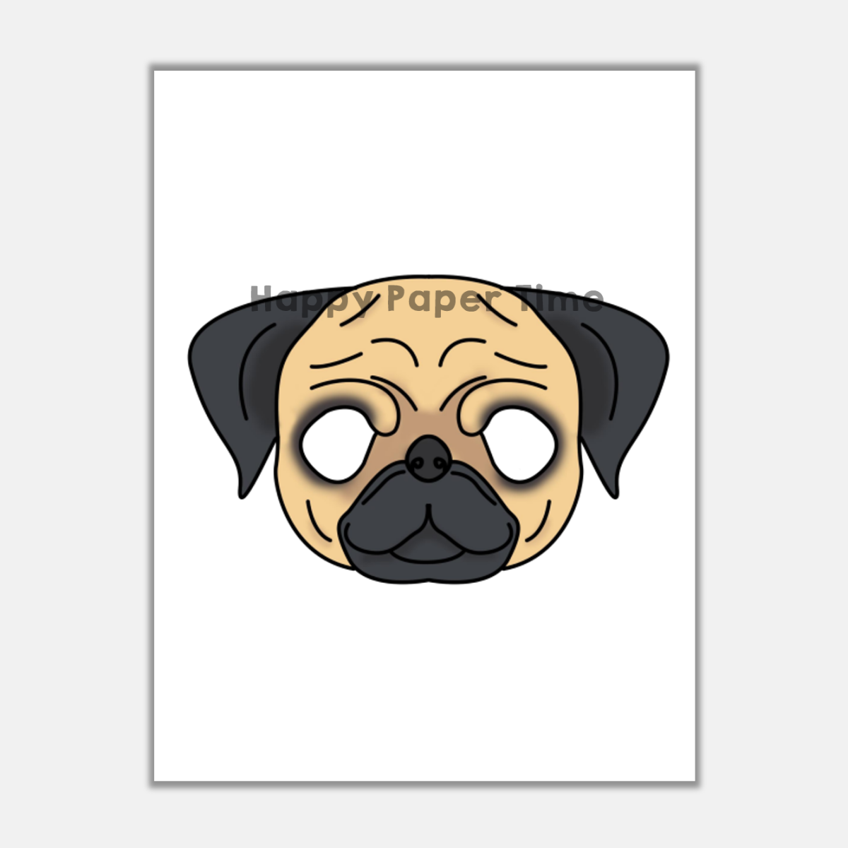 Pug Paper Mask Printable Dog Animal Craft Activity Costume for Kid ...