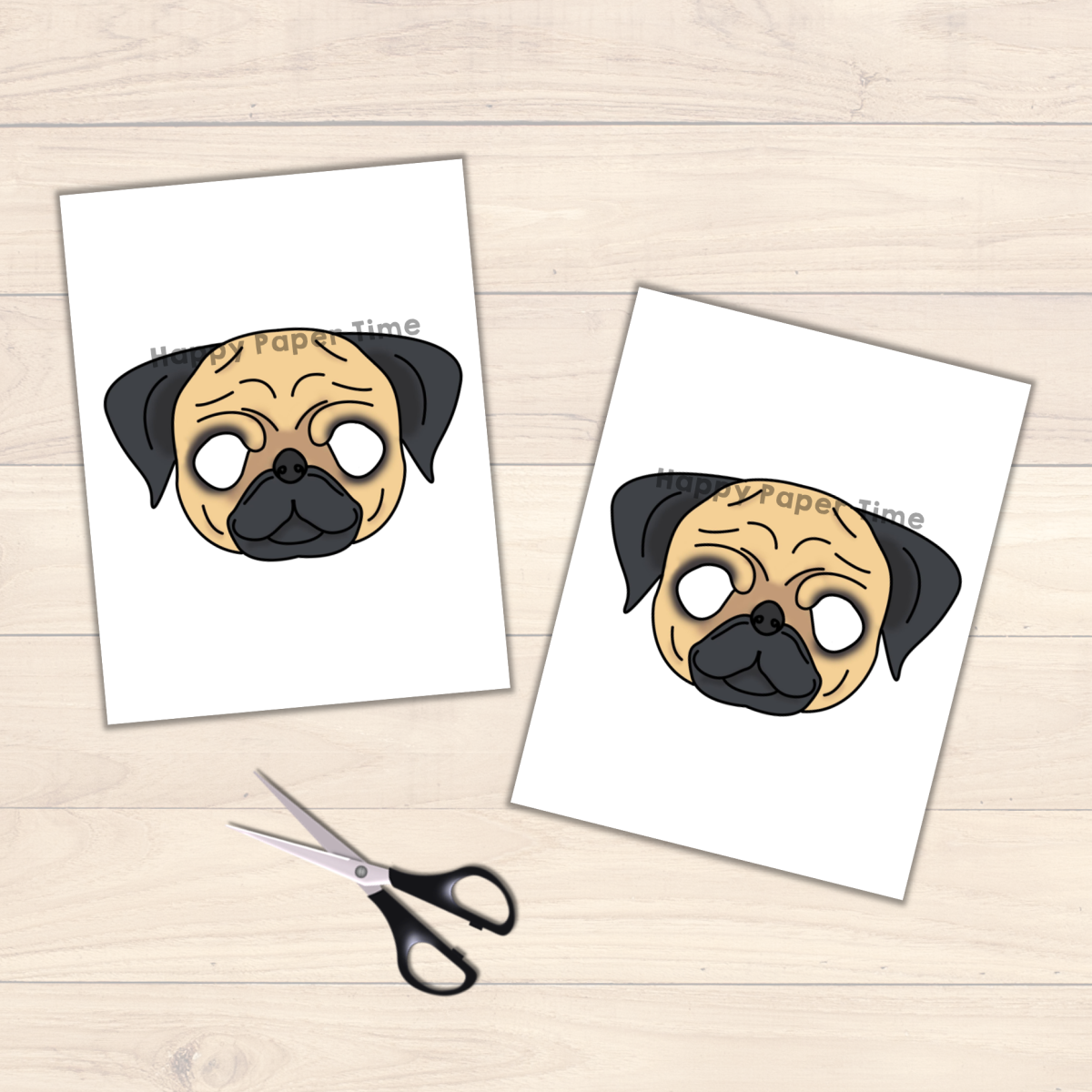 Pug Paper Mask Printable Dog Animal Craft Activity Costume for Kid ...