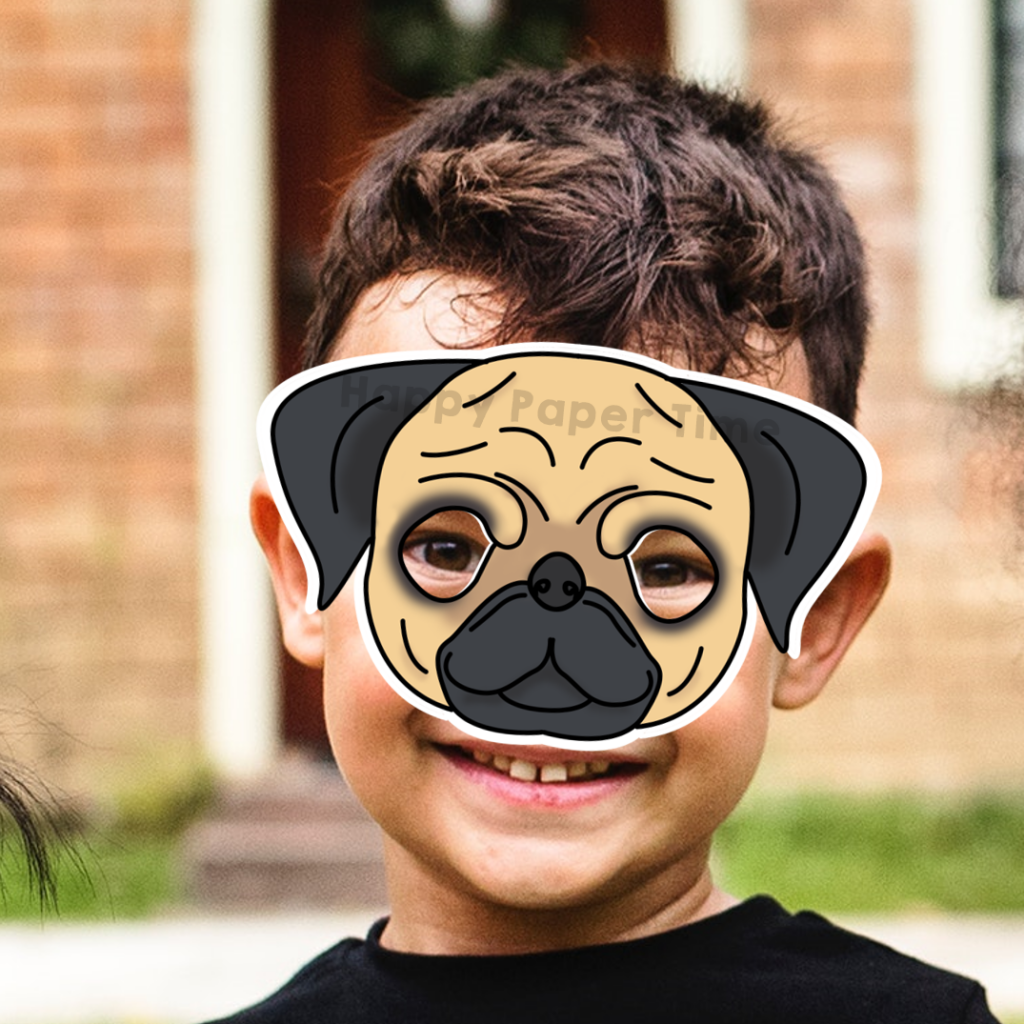 Pug Paper Mask Printable Dog Animal Craft Activity Costume for Kid ...