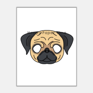 Pug Paper Mask Printable Dog Animal Coloring Craft Activity Costume for ...