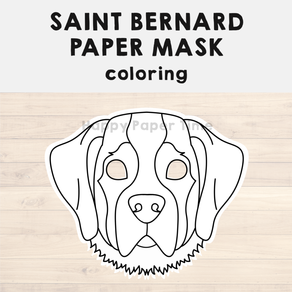 Saint Bernard Paper Masks Printable Dog Animal Coloring Craft Activity ...