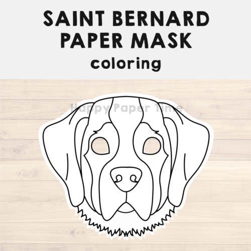 Saint Bernard Paper Masks Printable Dog Animal Coloring Craft Activity ...