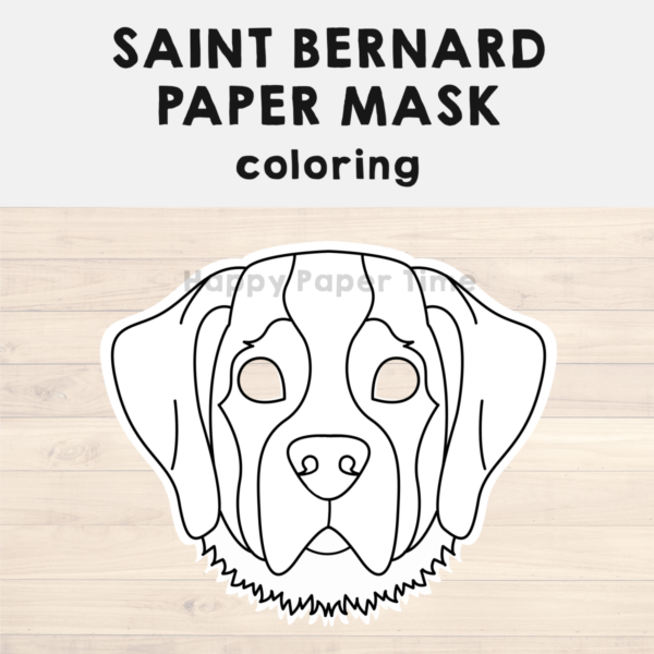 Saint Bernard Paper Mask Printable Dog Animal Coloring Craft Activity ...