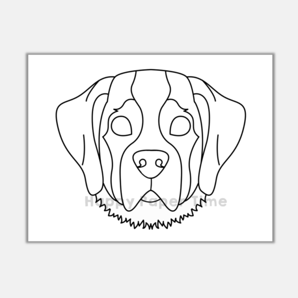 Saint Bernard Paper Mask Printable Dog Animal Coloring Craft Activity ...