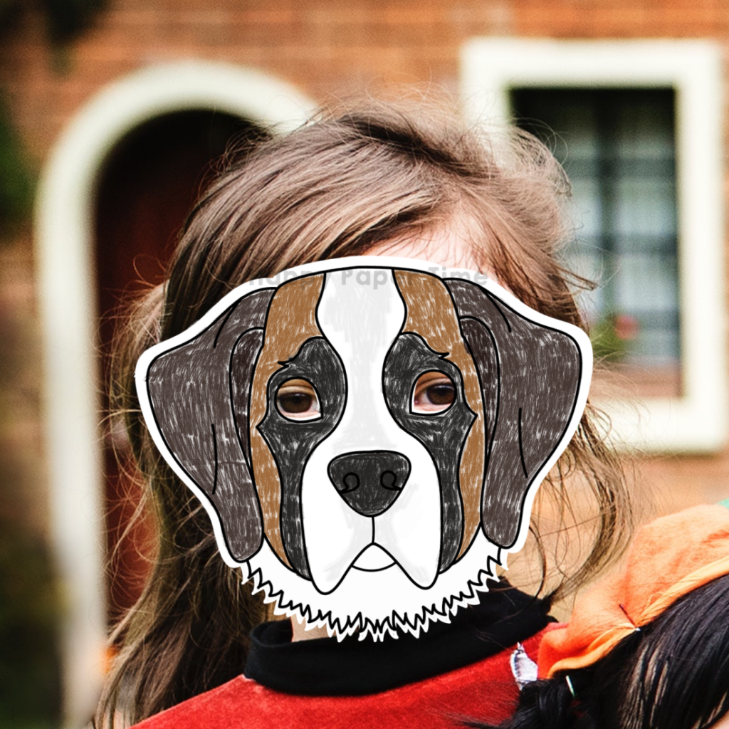 Saint Bernard Paper Mask Printable Dog Animal Coloring Craft Activity ...