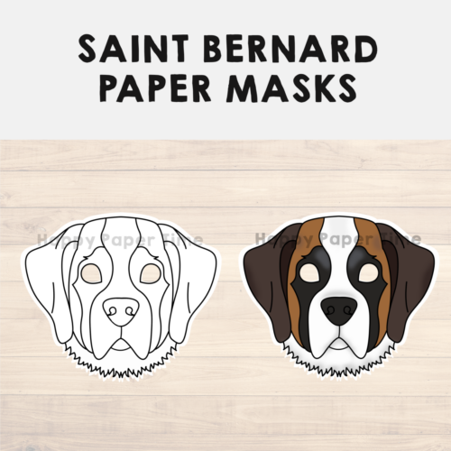 Saint Bernard Paper Masks Printable Dog Animal Coloring Craft Activity ...
