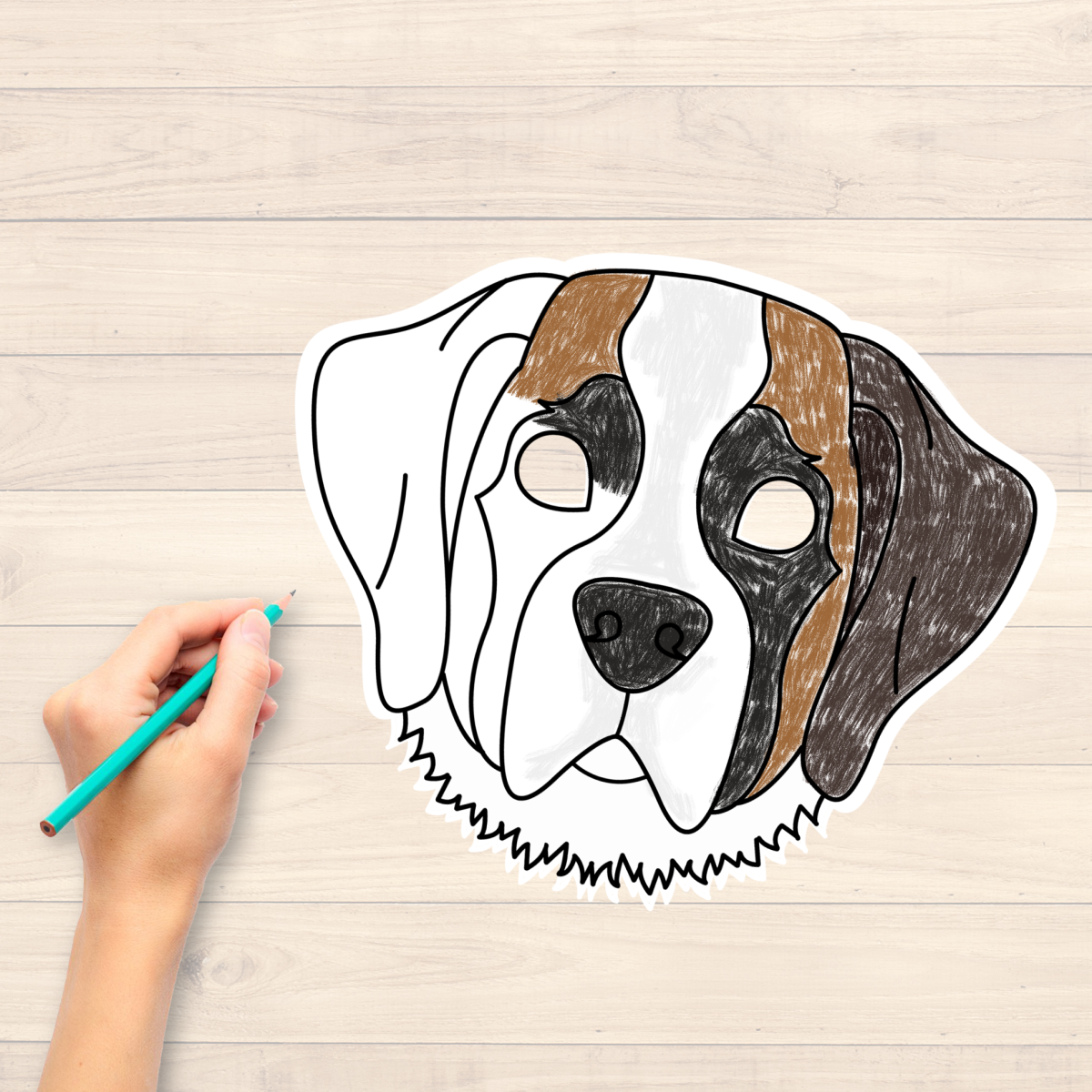 Saint Bernard Paper Masks Printable Dog Animal Coloring Craft Activity ...