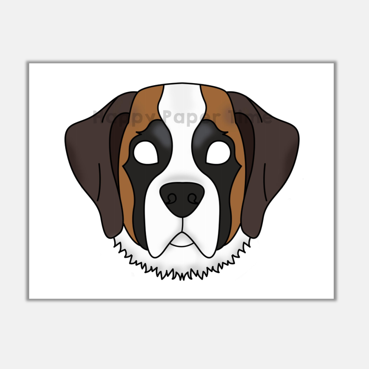 Saint Bernard Paper Masks Printable Dog Animal Coloring Craft Activity ...