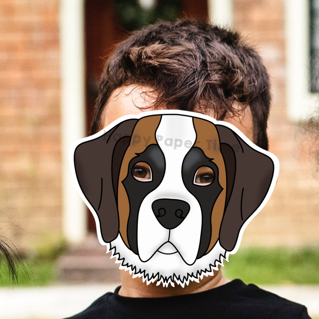 Saint Bernard Paper Masks Printable Dog Animal Coloring Craft Activity ...