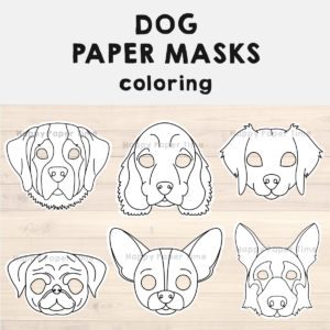 Dog Paper Masks Printable Animal Pet Coloring Craft Activity Costume ...