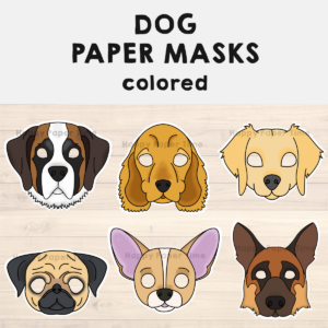 Dog Paper Masks Printable Animal Pet Craft Activity Costume - Made By ...
