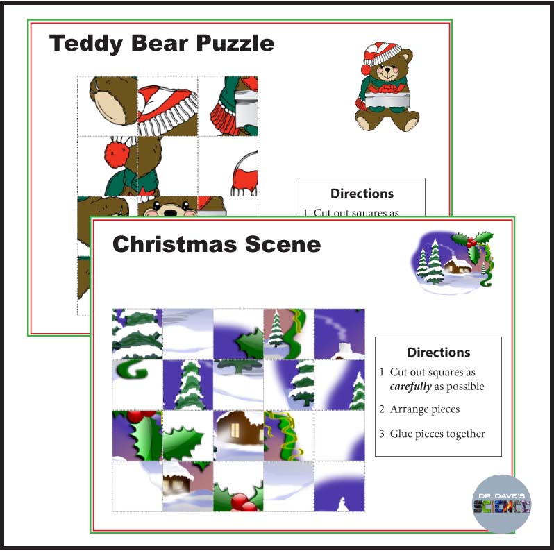 Christmas Activities Jigsaw Puzzles, Cut and Paste Christmas Activity ...