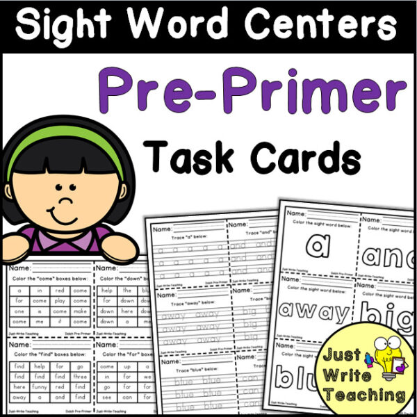 Pre-Primer Sight Word Task Cards | Made By Teachers