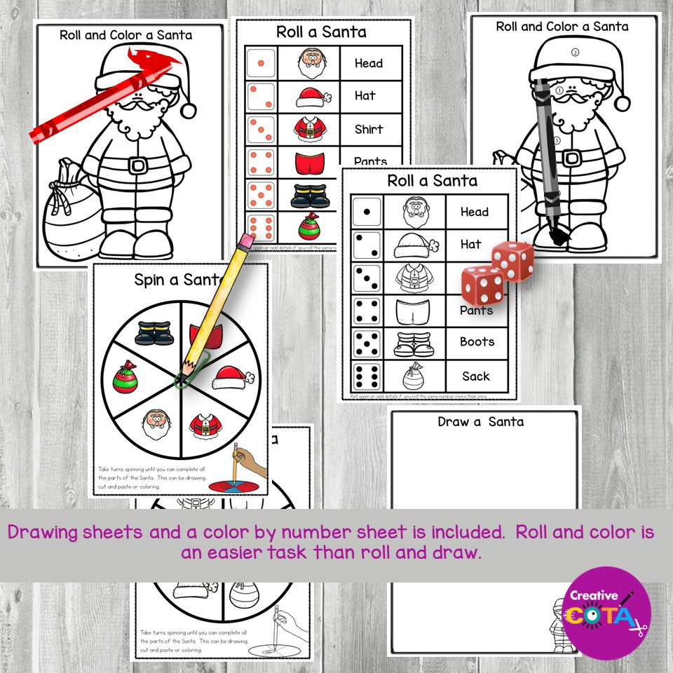 Christmas Roll and Draw Visual Perception Activities | Made By Teachers